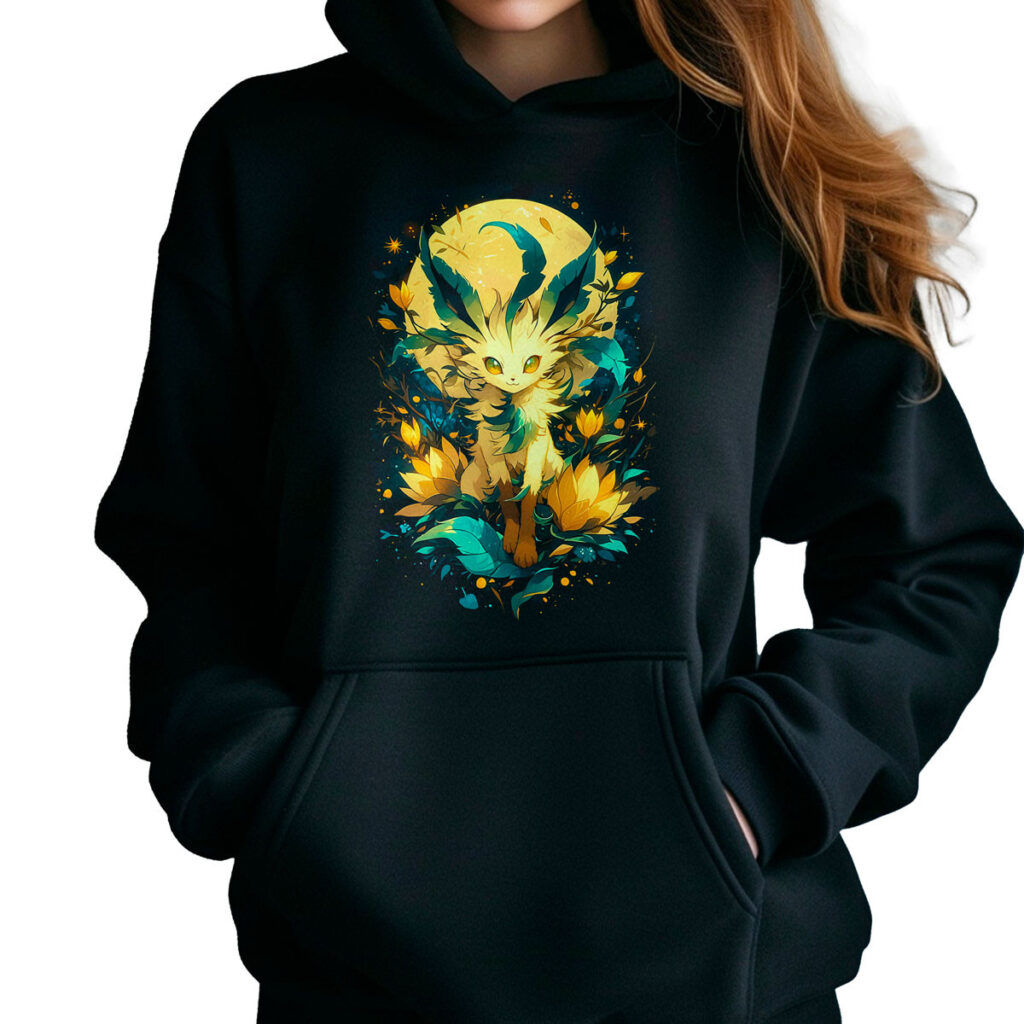 Polera Estampada Canguro Leafeon Lotus Pokemon Anime - Unika