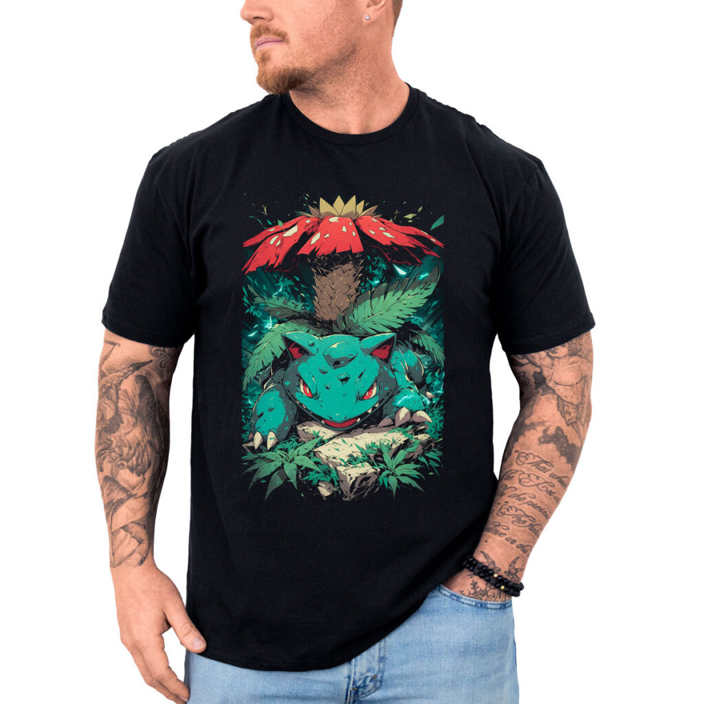 Polera Hombre Anime Venusaur Outline Drawing Pokemon - Unika