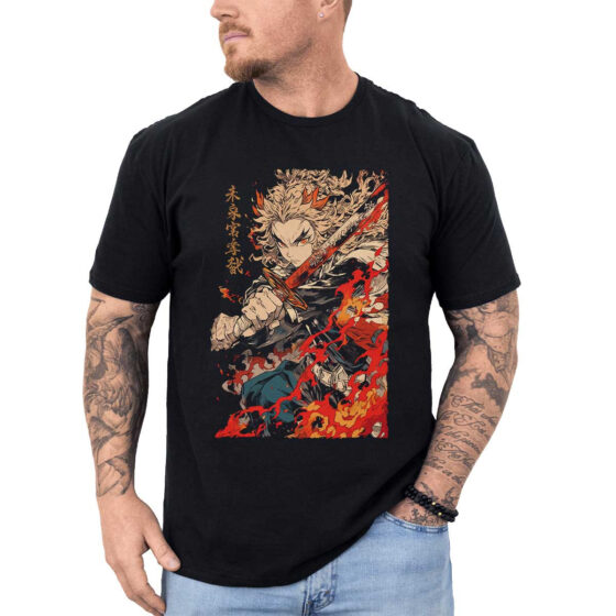 Poleras Anime Design Kyojuro Rengoku Fire Demon Sla - Unika
